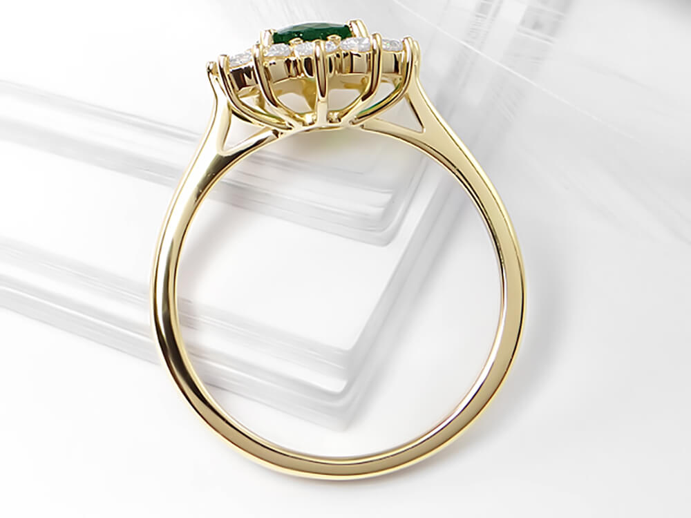 Classic Diamond and Emerald Oval Diamond Ring - Ian Sharp Jewellery