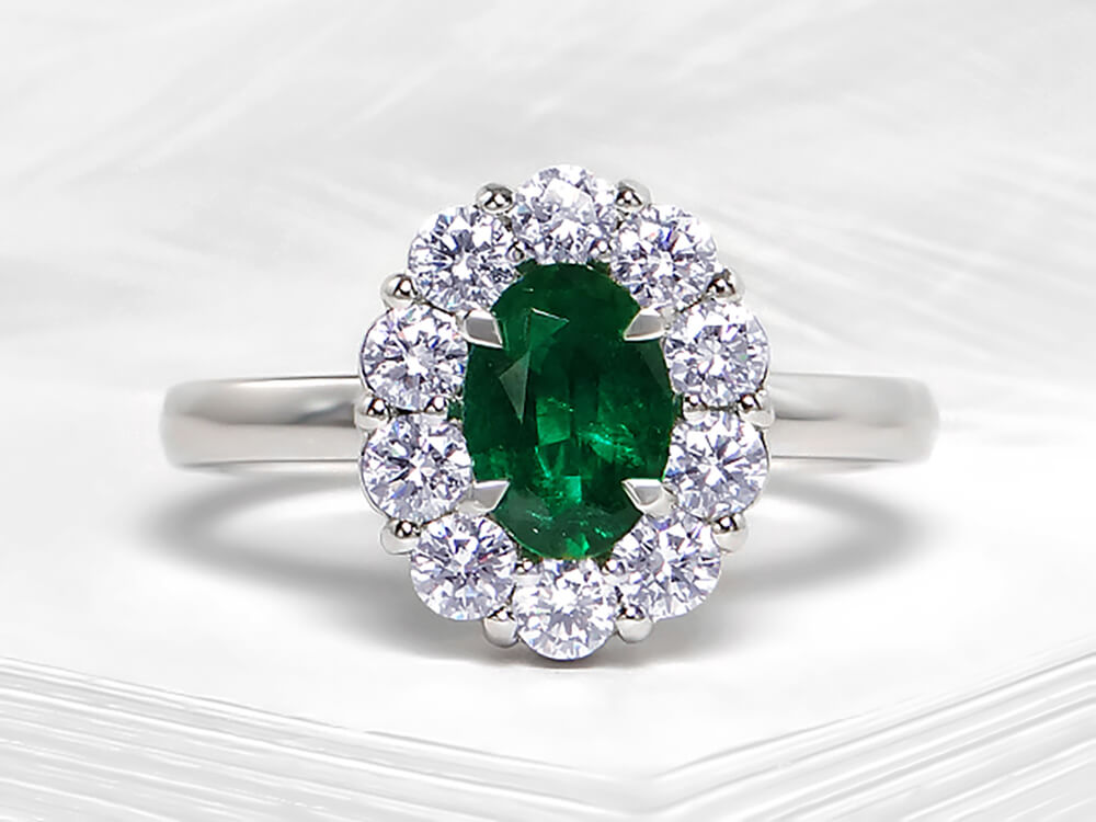 Diamond and Emerald Oval Ring - Ian Sharp Fine Jewellery – Ian Sharp ...