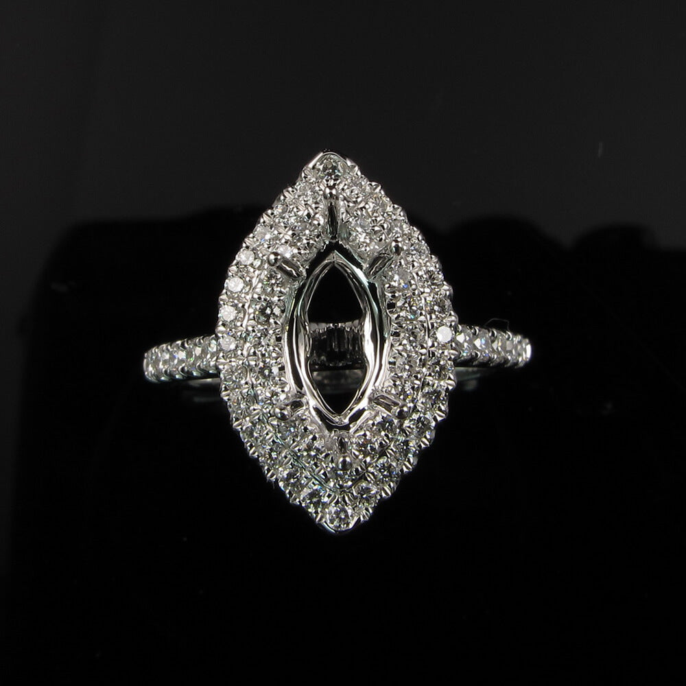 Fiore Double Halo Marquee Diamond Ring Mount - Ian Sharp Jewellery