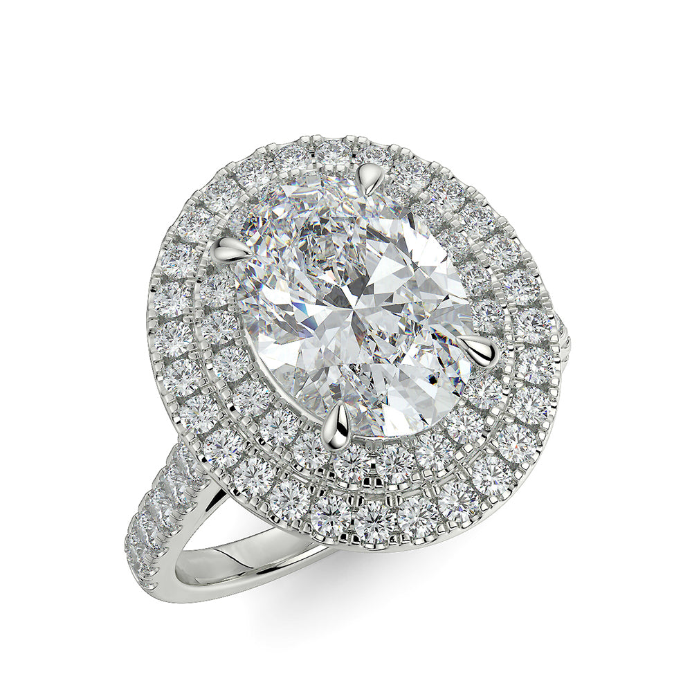 Fiore Double Halo Oval Diamond Ring Mount - Ian Sharp Jewellery