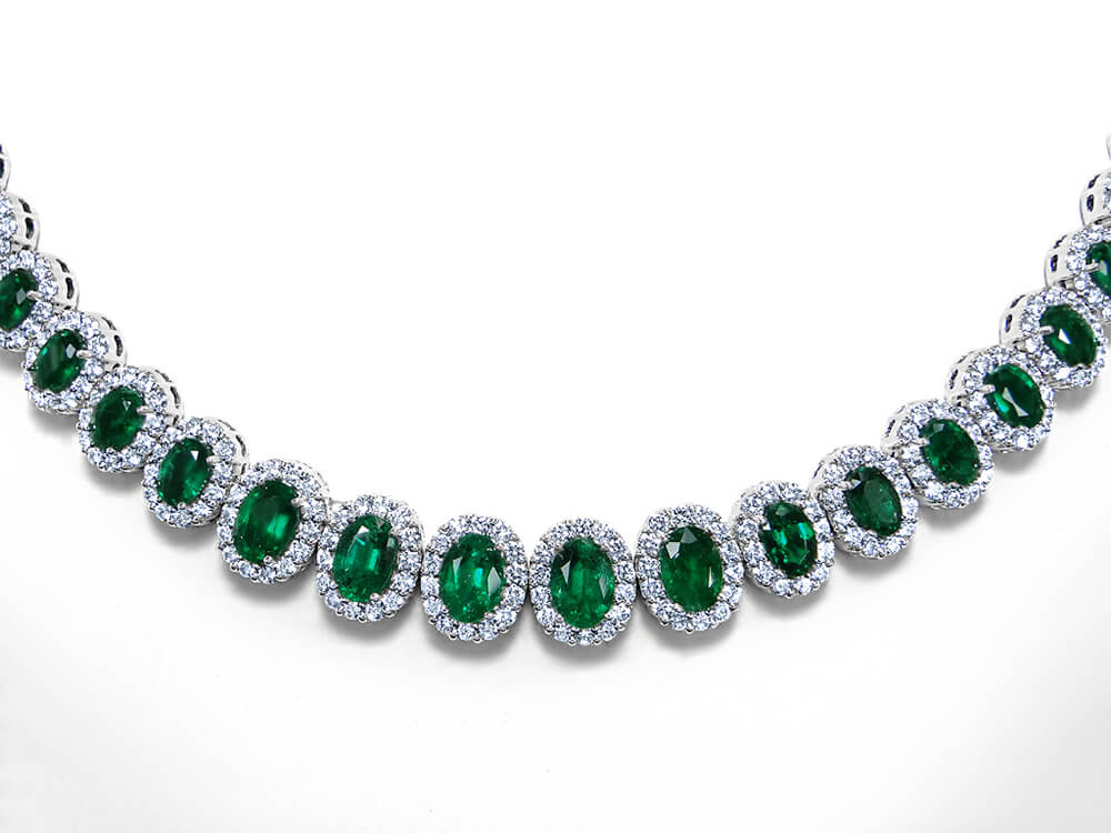 Stunning Diamond and Oval Emerald Necklace - Ian Sharp Fine Jewellery ...